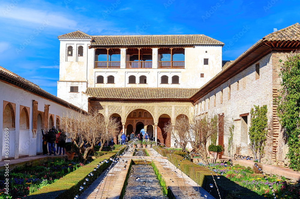 Medieval architecture in Alhambra Palace and fortress complex, Granada ...