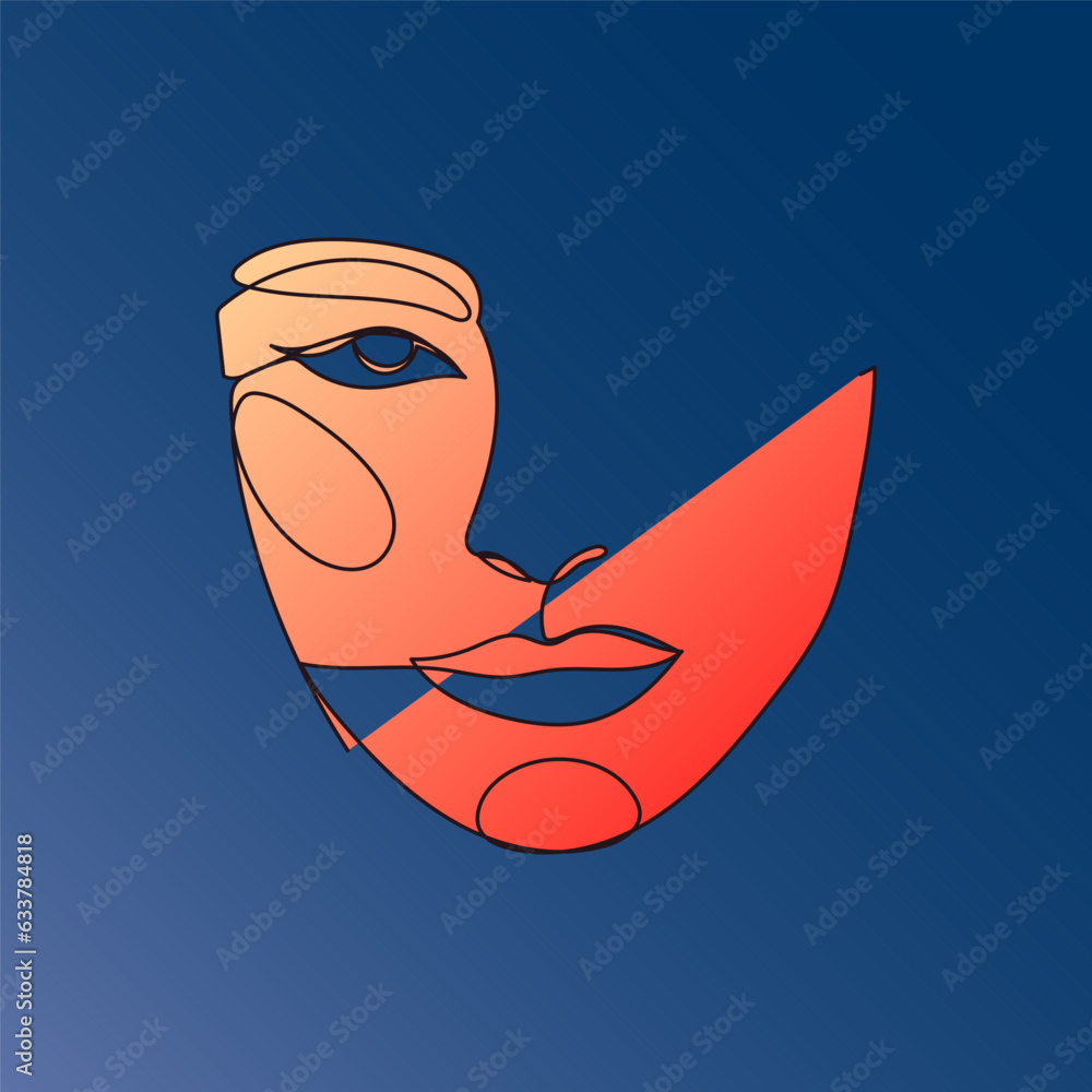 Line Lineart Woman Portrait Doodle Curve Line Head Face Gradient ...
