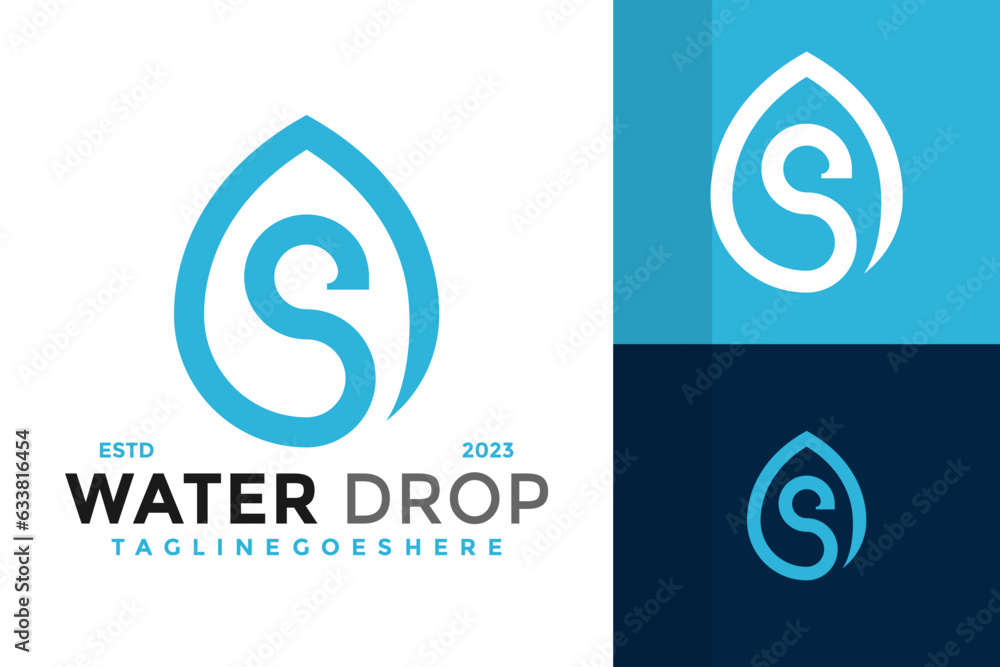 Letter S Water drop logo design vector symbol icon illustration Stock ...