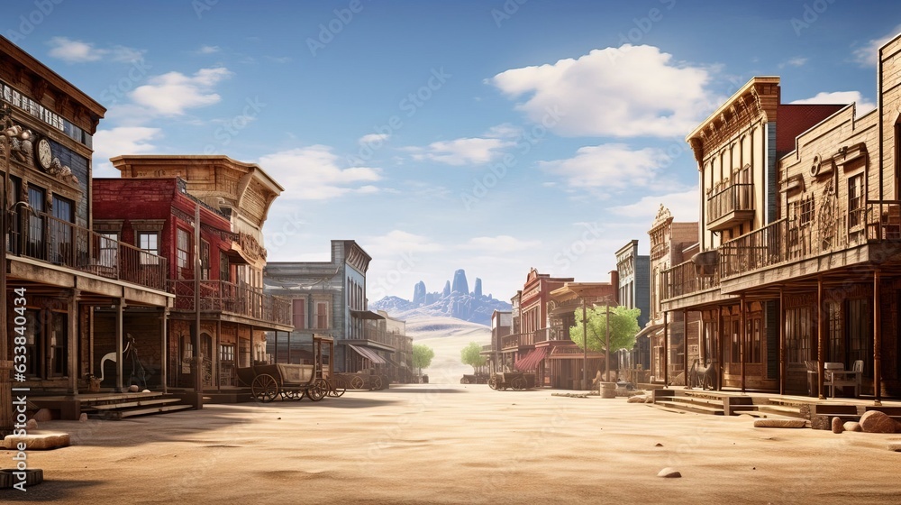 Old cowboy western town with saloons. Created using Generative AI ...