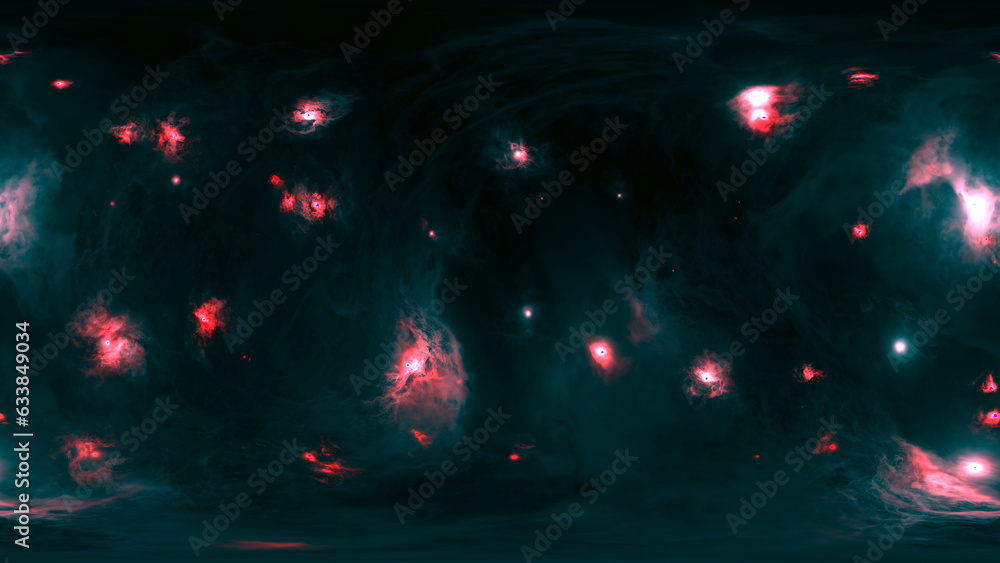 360 space nebula with stars, sky dome, environment map. HDRI spherical ...