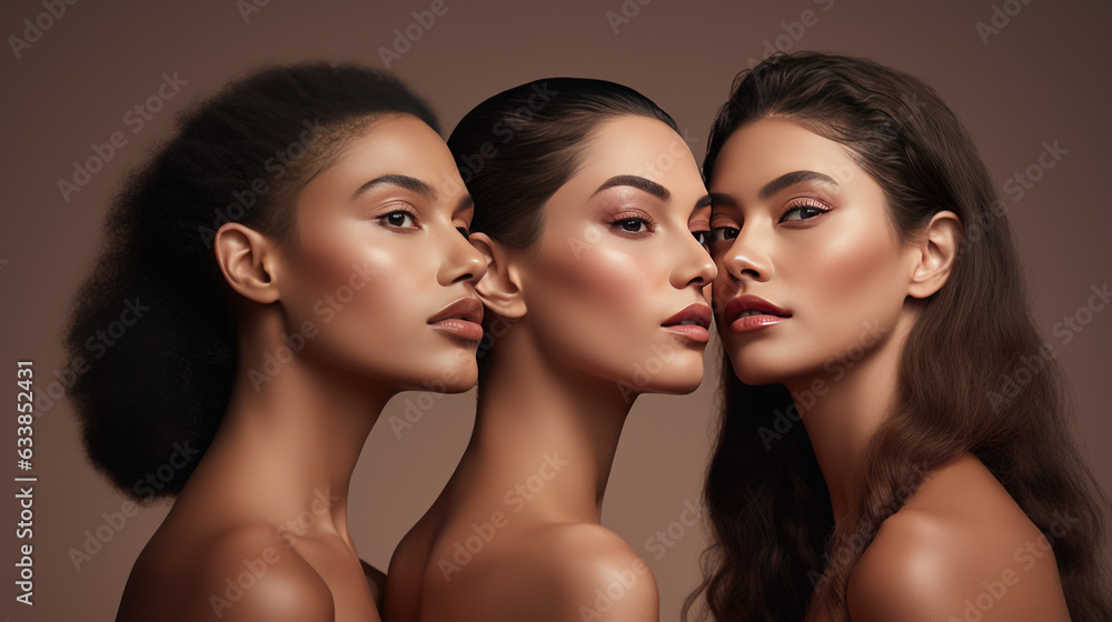 Beauty. Multi Ethnic Group of Womans with diffrent types of skin ...