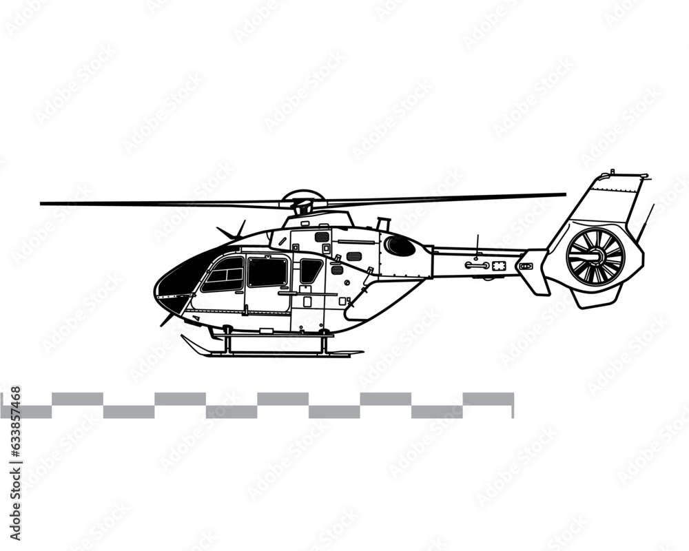 Eurocopter EC635, Airbus Helicopters H135M. Vector drawing of light ...