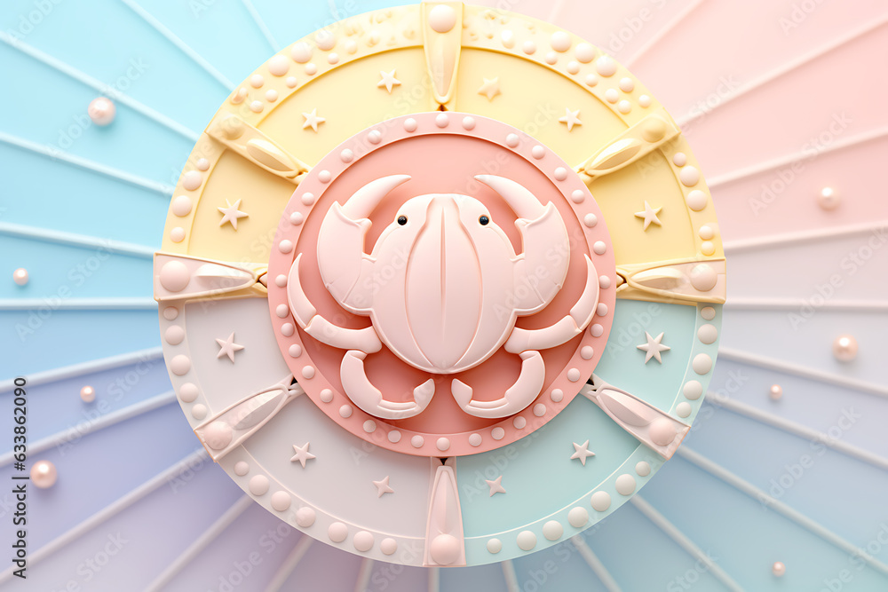 Background with the symbol of the zodiac sign Cancer in stile muted ...
