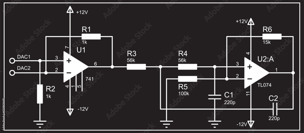 Schematic diagram of electronic device. Vector drawing electrical ...