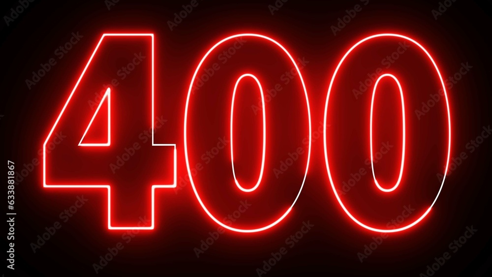 400 Electric red lighting text with animation on black background. 400 ...