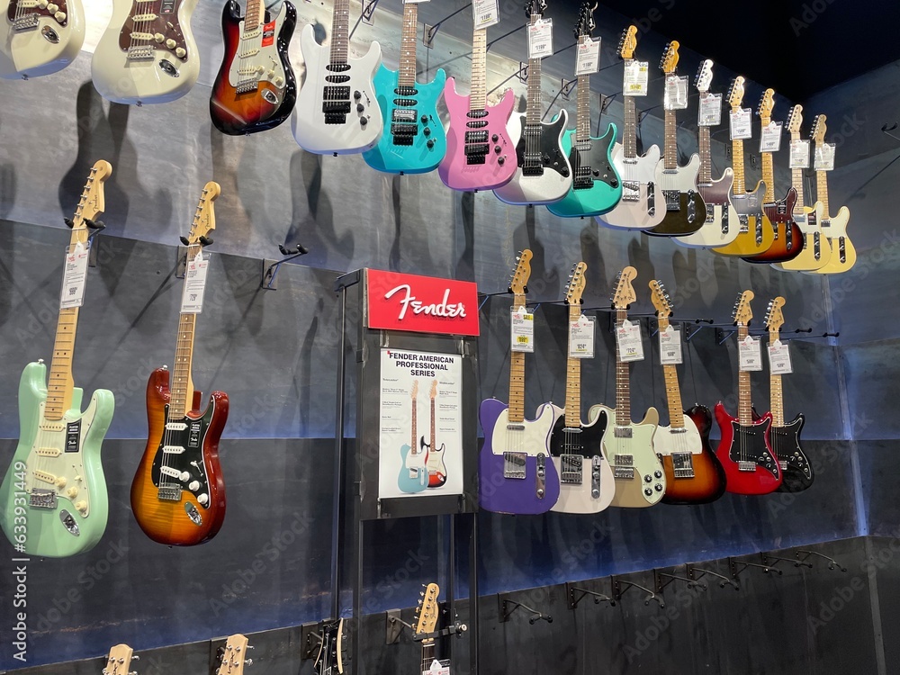 Guitar Center retail store interior fender sign Stock Photo | Adobe Stock