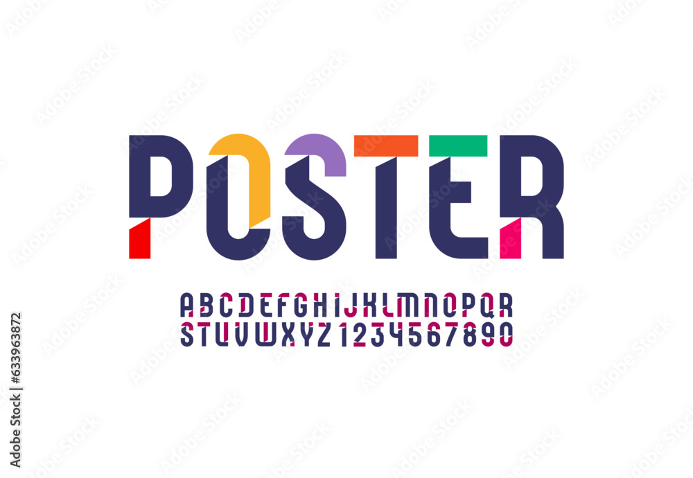 Futuristic original font, sci fi display stencil alphabet, modern ...