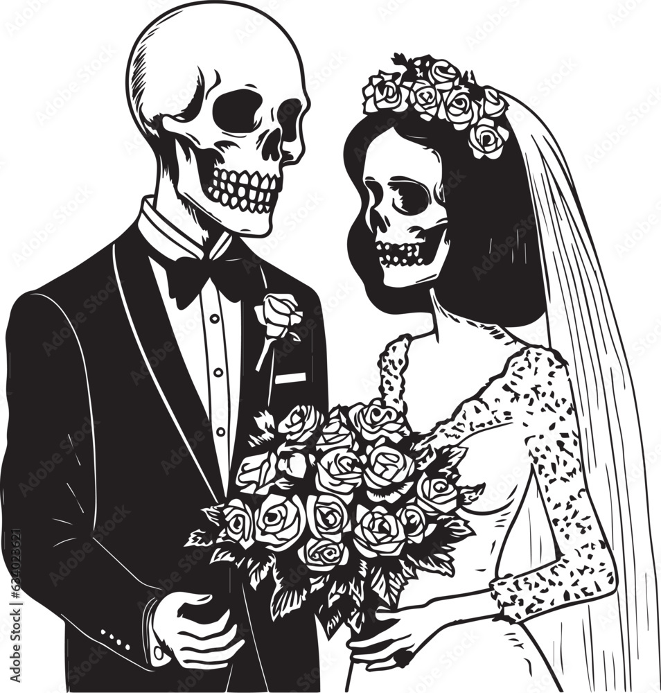 Skull Wedding, Skeleton Wedding, Halloween Wedding, Bride and groom ...