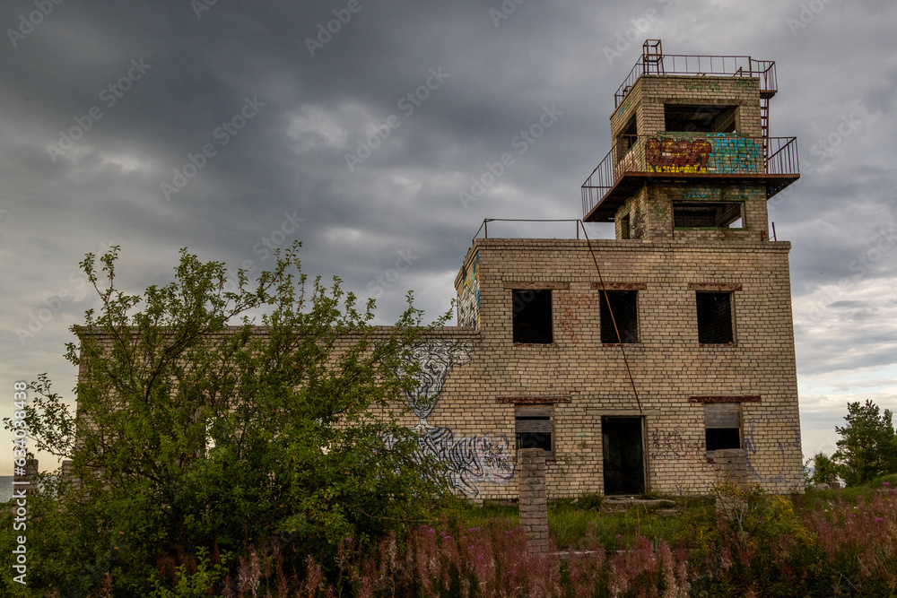 Photo Stock Abandoned soviet boarder guard building on the Estonian ...