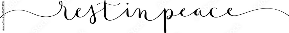 REST IN PEACE black brush calligraphy banner with swashes on ...