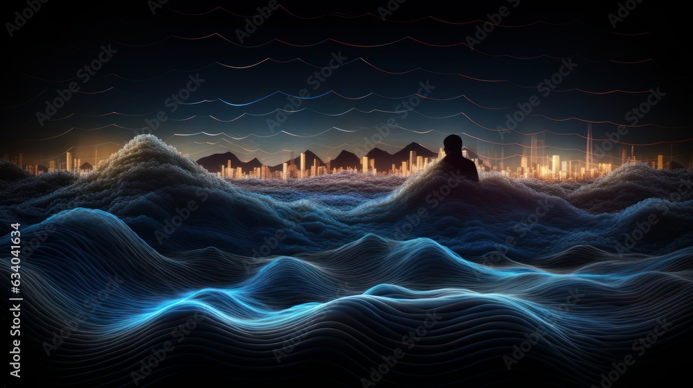 Journey Through Sound: Visualizing sound waves as a person embarks on a ...