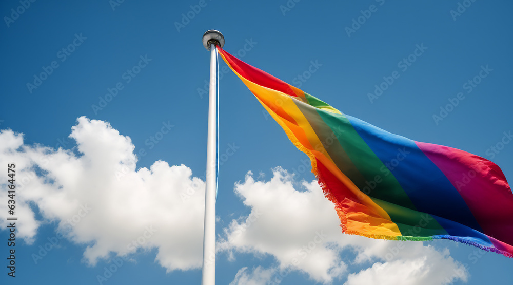 Pride Flag Waving In Sky Lgbt Happy Pride Month Waving Intersex 2252