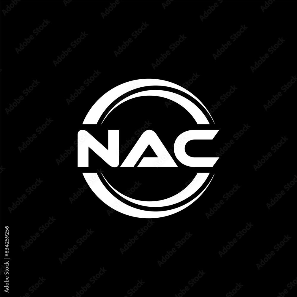 NAC letter logo design with black background in illustrator, vector ...