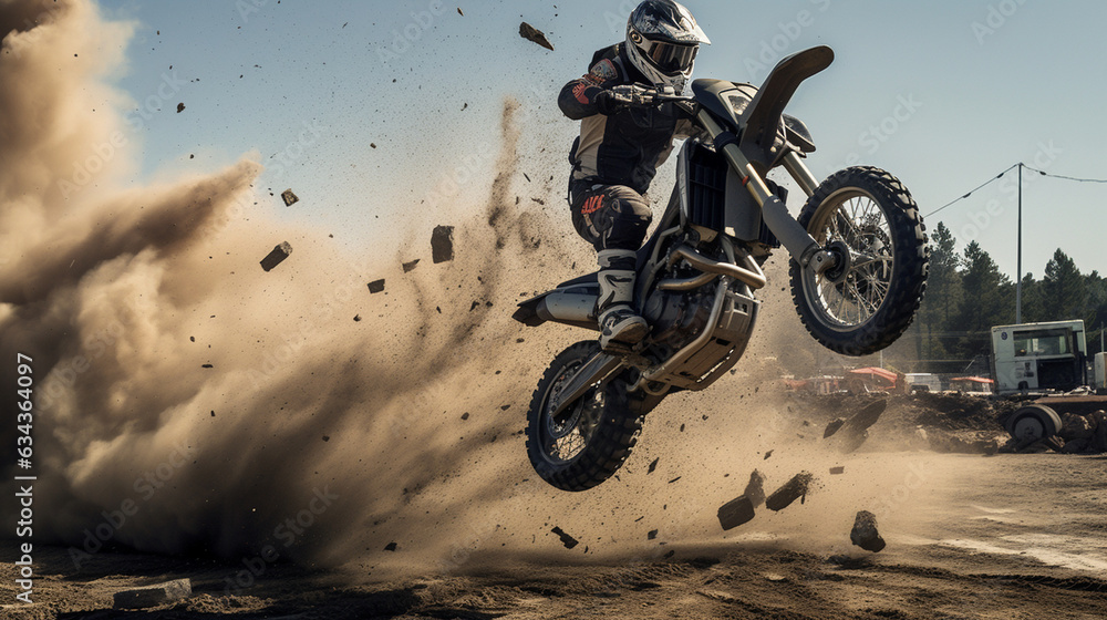 The motorcycle's front wheel lifting off the ground during an ...