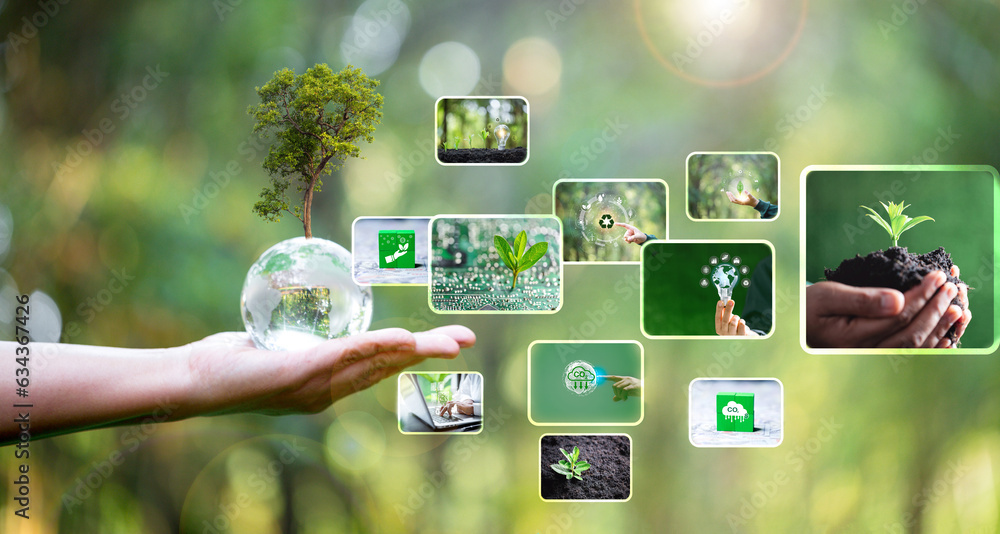 Stock-Foto „Environment World Earth Day.Technology earth global growing ...