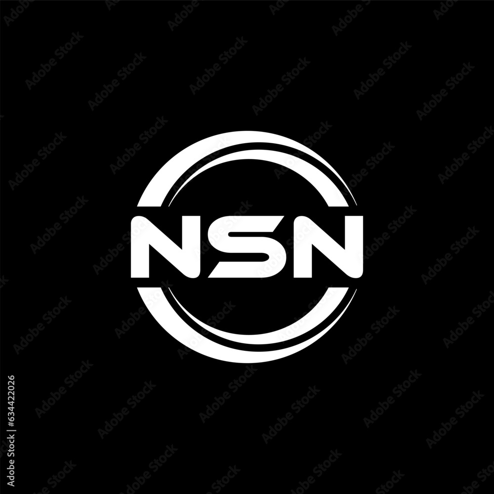 NSN letter logo design with black background in illustrator, vector ...