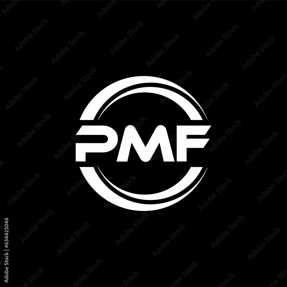 PMF letter logo design with black background in illustrator, vector ...