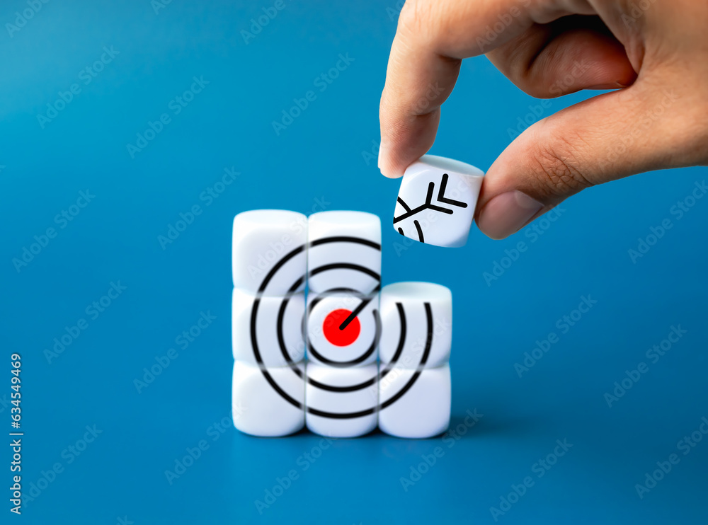 Photo Stock Building success goal business. Last white block holding by ...