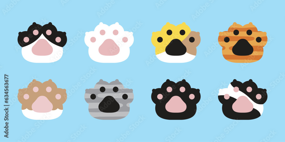 cat paw vector dog footprint icon calico kitten breed logo symbol cartoon character illustration ...