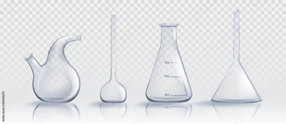 Vektor Realistic laboratory glassware set isolated on transparent ...