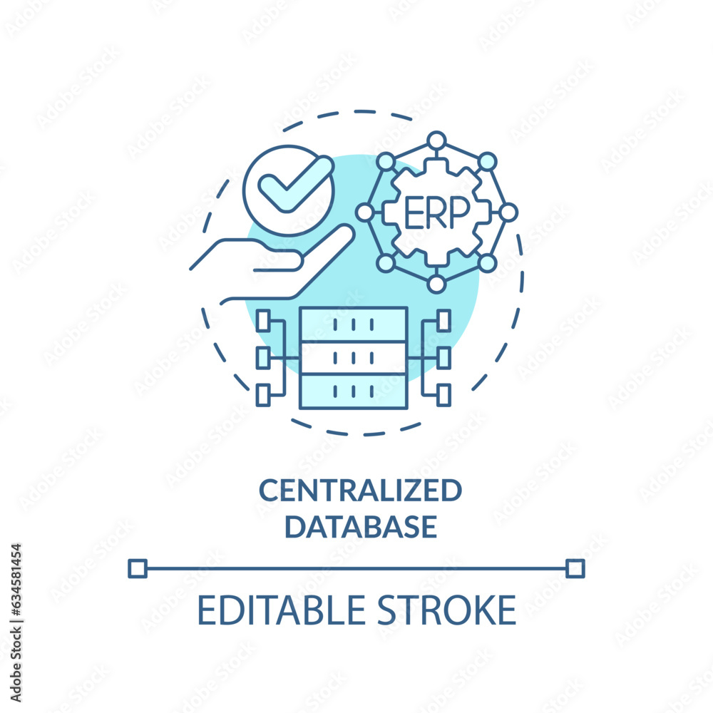 Editable centralized database blue icon concept, isolated vector ...