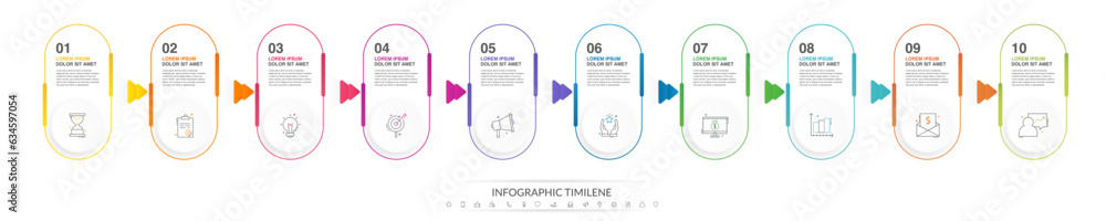 Timeline vector infographic with infochart and arrows. Business modern ...