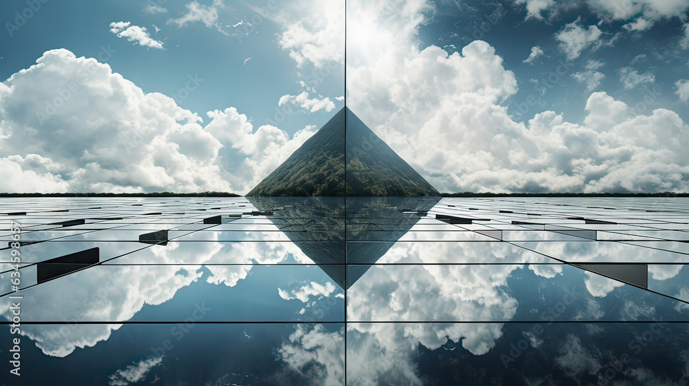 Infinite Reflections, an image with mirrors reflecting infinitely, creating an optical illusion ...