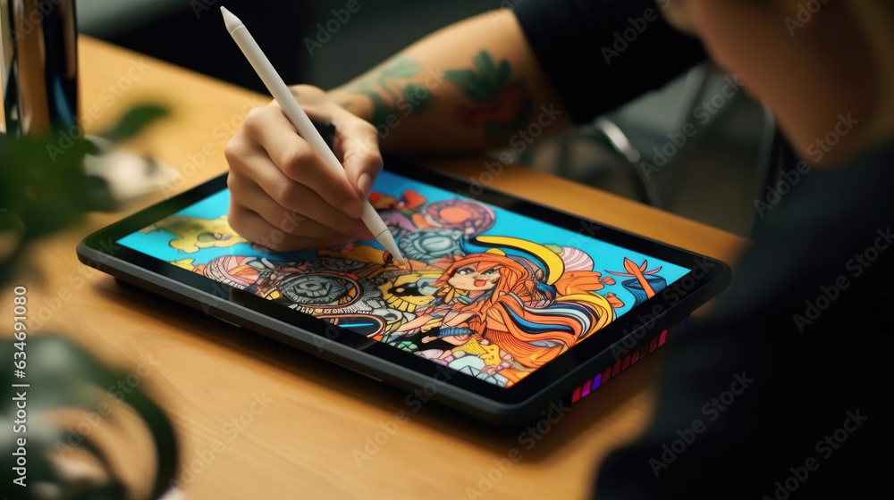 A digital artist creating design on computer Stock Photo | Adobe Stock