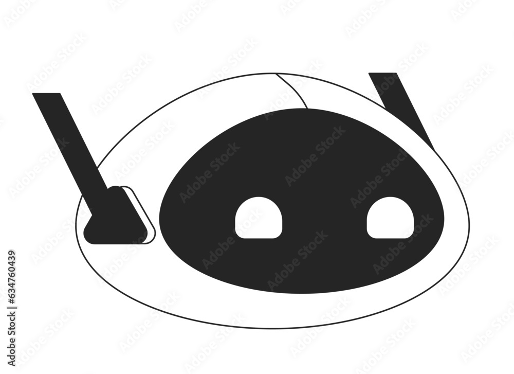 Android robot head flat monochrome isolated vector object. Artificial ...