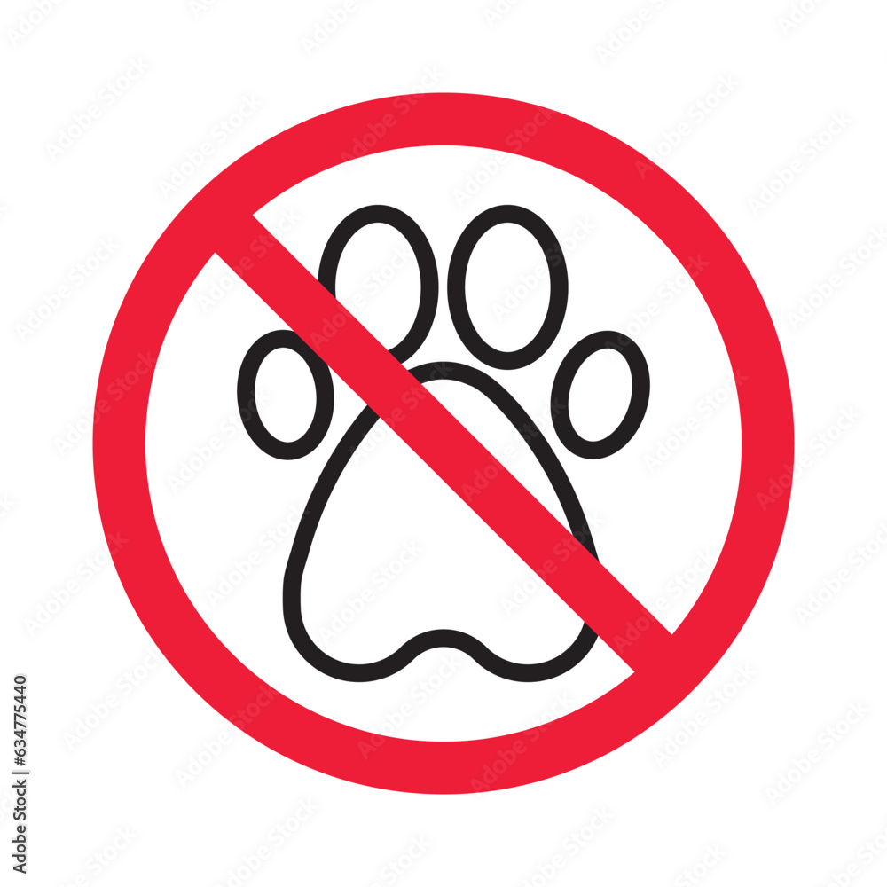 Forbidden pet vector icon. Warning, caution, attention, restriction ...