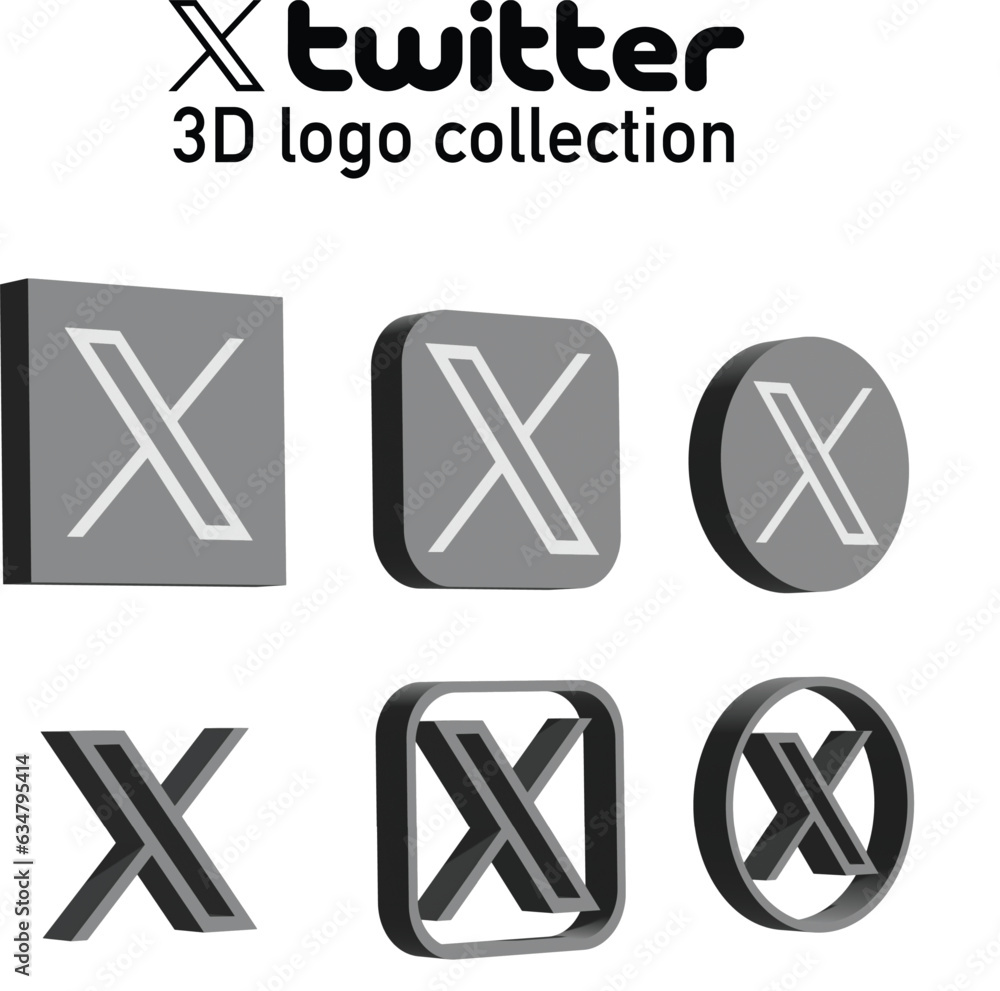 Twitter X new logo pack 2023, X Twitter icon collection new brand X ...