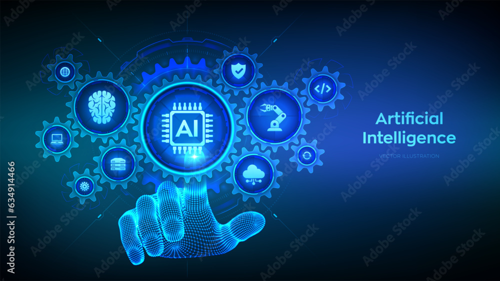 AI. Artificial Intelligence. Machine Learning Concept. Big data. Neural networks. AI technology ...