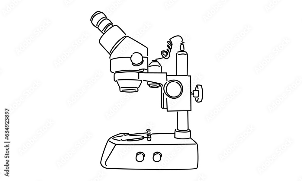 line art of science research microscope Stock Vector | Adobe Stock