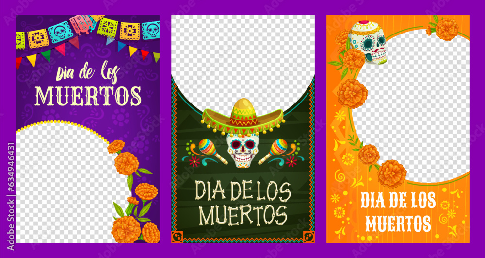 Dia de los muertos social media templates. Day of the dead posters with ...
