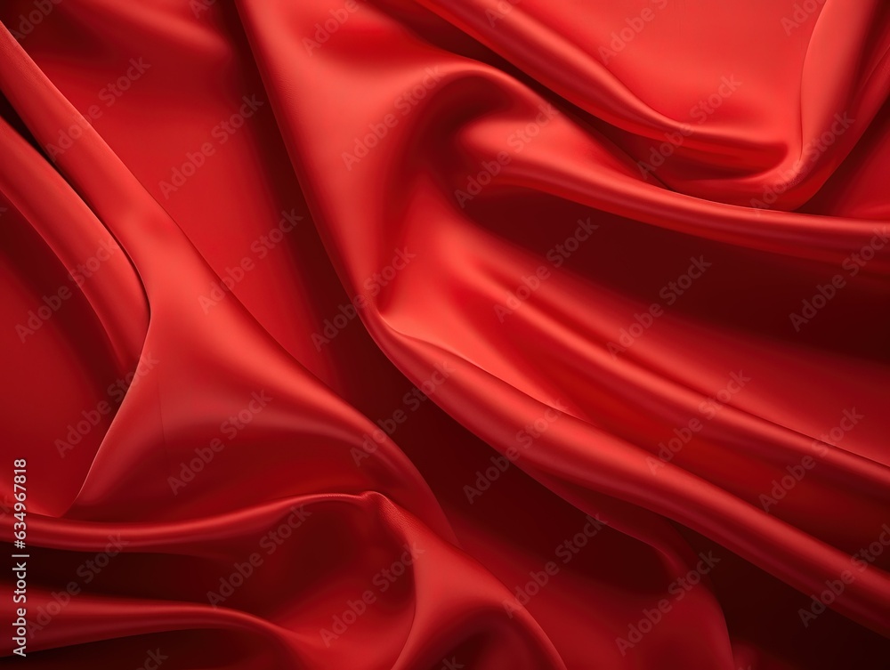 The texture of a curved, shiny, silk sheet of a rich red color. Texture ...