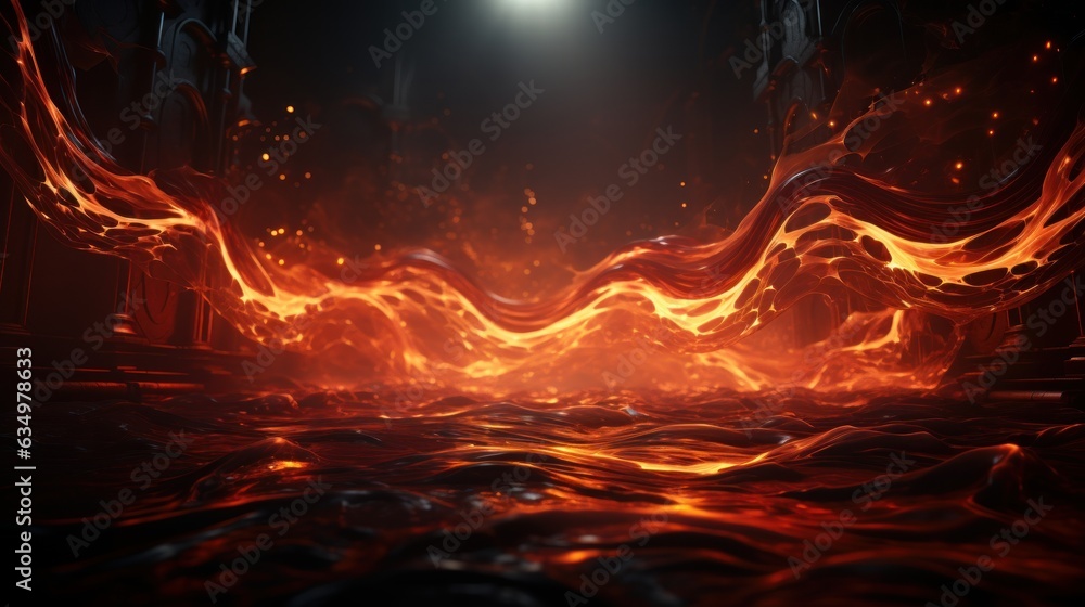 Red streamers of light flow in the air, Fantasy style, highly detailed ...