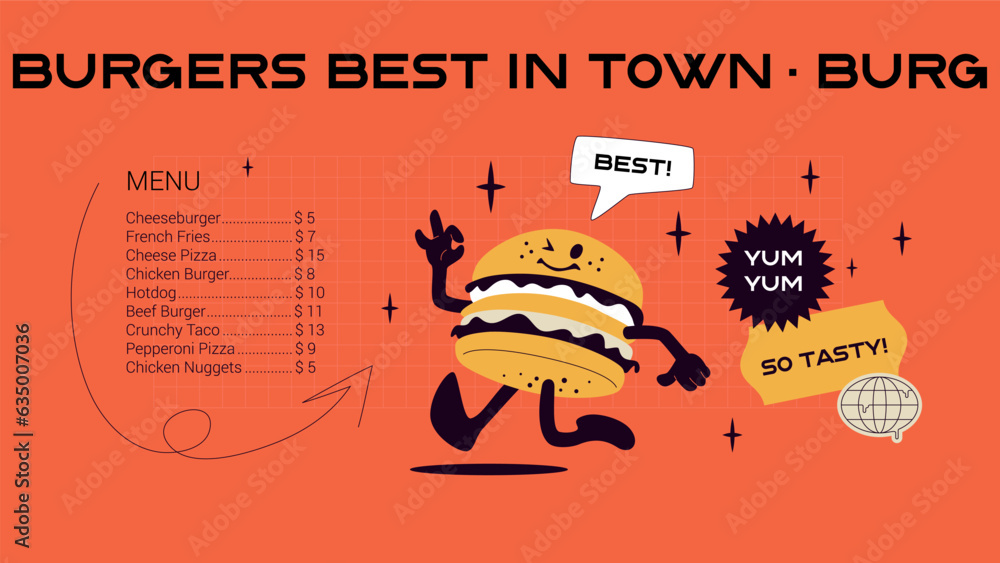 Best Burger Menu Banner Template Stock Vector | Adobe Stock