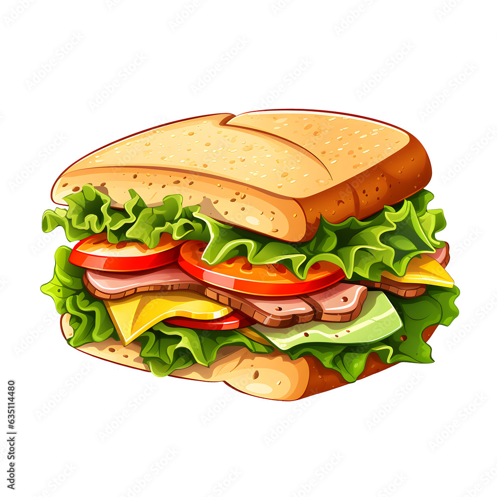 cartoon sandwich clipart, transparent background Stock Illustration ...