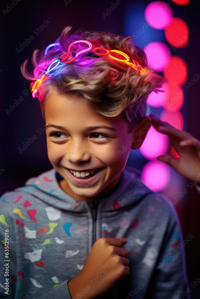 Photography of a pleased, child boy that is have hair that is changing ...