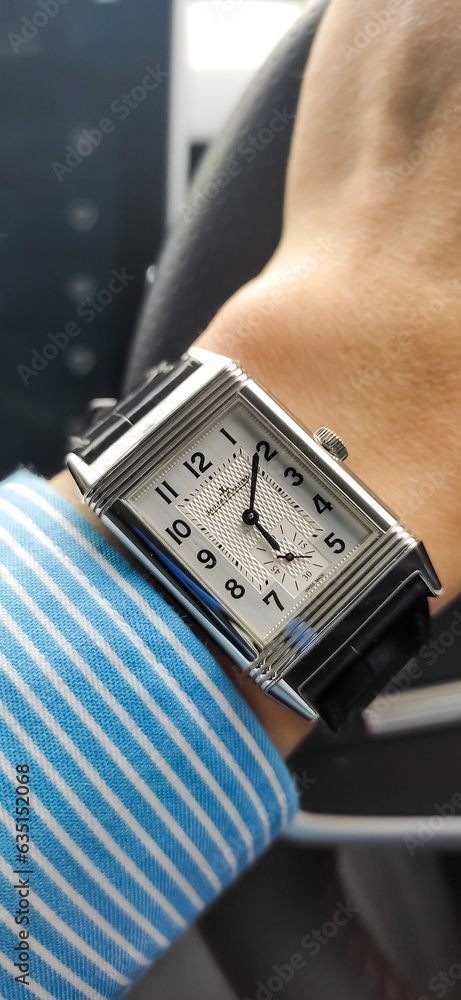 BANGKOK - JULY 24 : Jaeger leCoultre Reverso watch, iconic rectangle ...