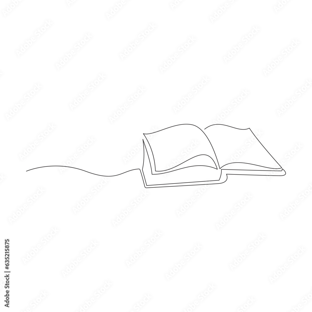 Open book one line. Vector drawing. Stock Vector | Adobe Stock