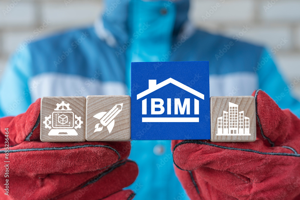 Engineer holding colorful blocks with icon sees abbreviation: BIM ...