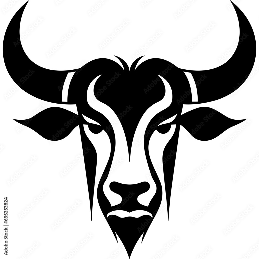 Ox bull head portrait logo black silhouette Stock Vector | Adobe Stock