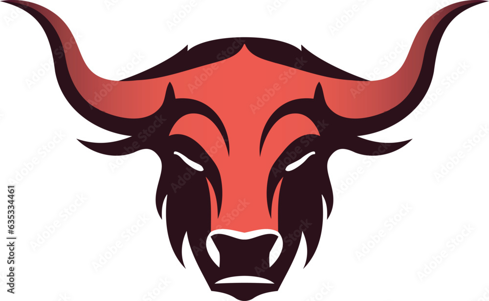 Angry red color buffalo tattoo design, red bull mascot logo, Red bull ...