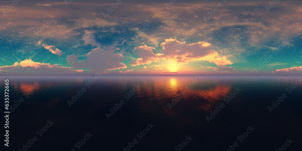 panorama of sea sunset. Environment map. HDRI map. Equirectangular ...