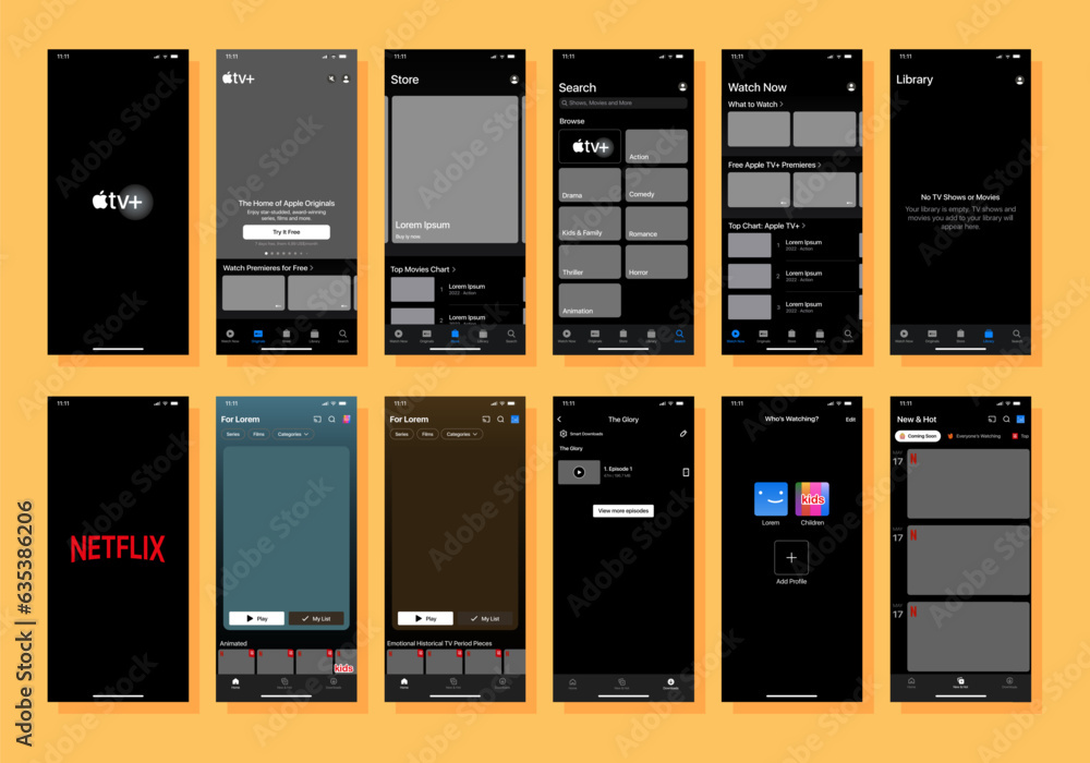 TV+ and Netflix streaming service set. A popular streaming service for ...