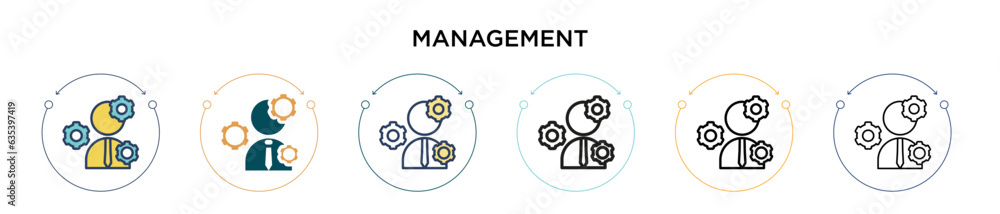 Management icon in filled, thin line, outline and stroke style. Vector ...