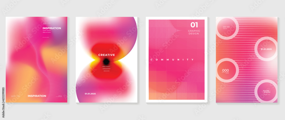 Idol lover posters set. Cute gradient holographic background vector ...