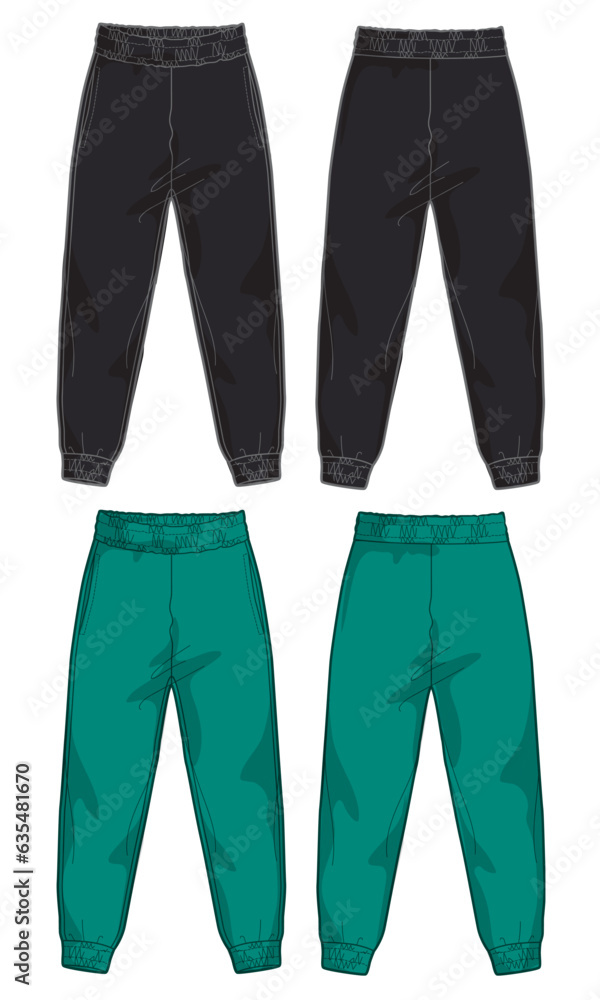 Sweatpants technical drawing fashion flat sketch vector illustration ...